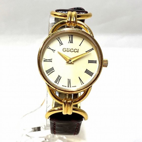 Gucci | Accessories | Gucci Round Face Gold 6002l Quartz Watch Ladies ...